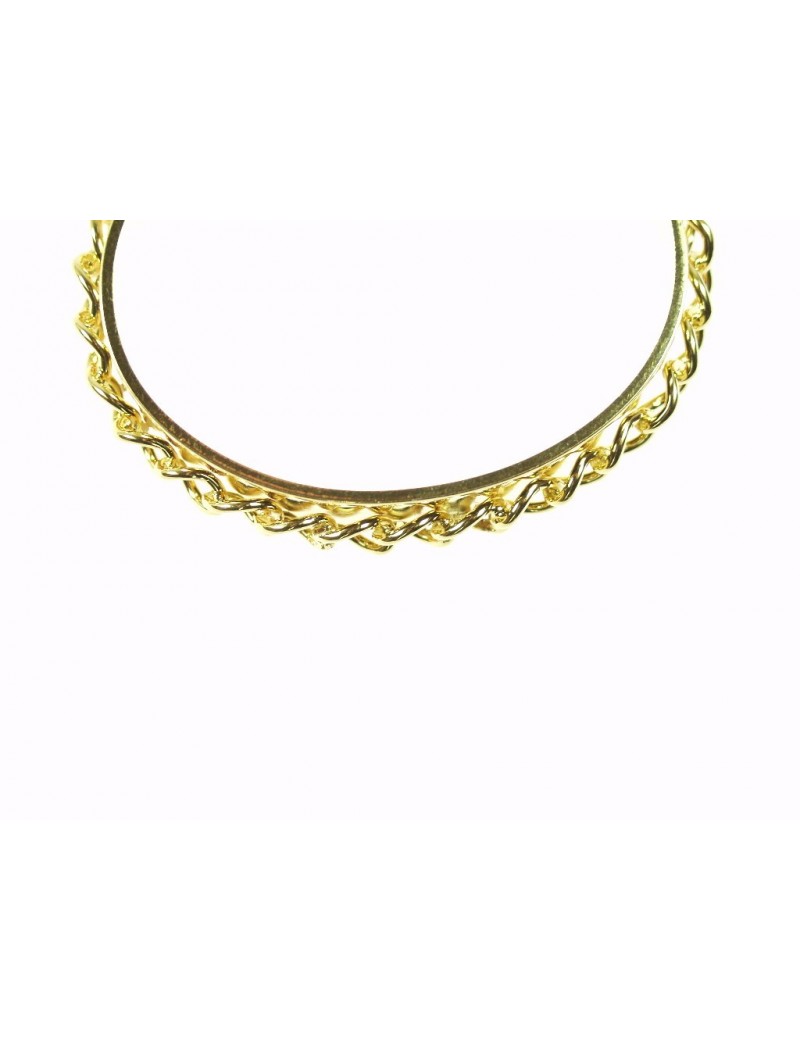 Bracelet, chaîne sur bracelet plat en laiton doré